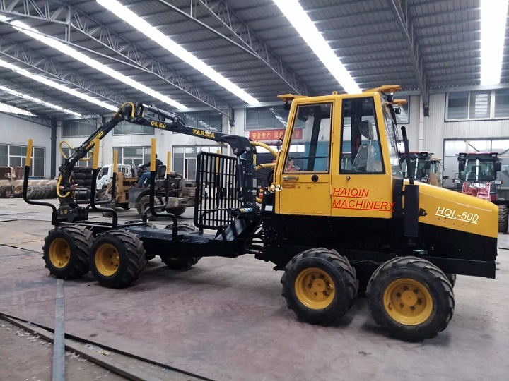 Log transport Trailer with crane